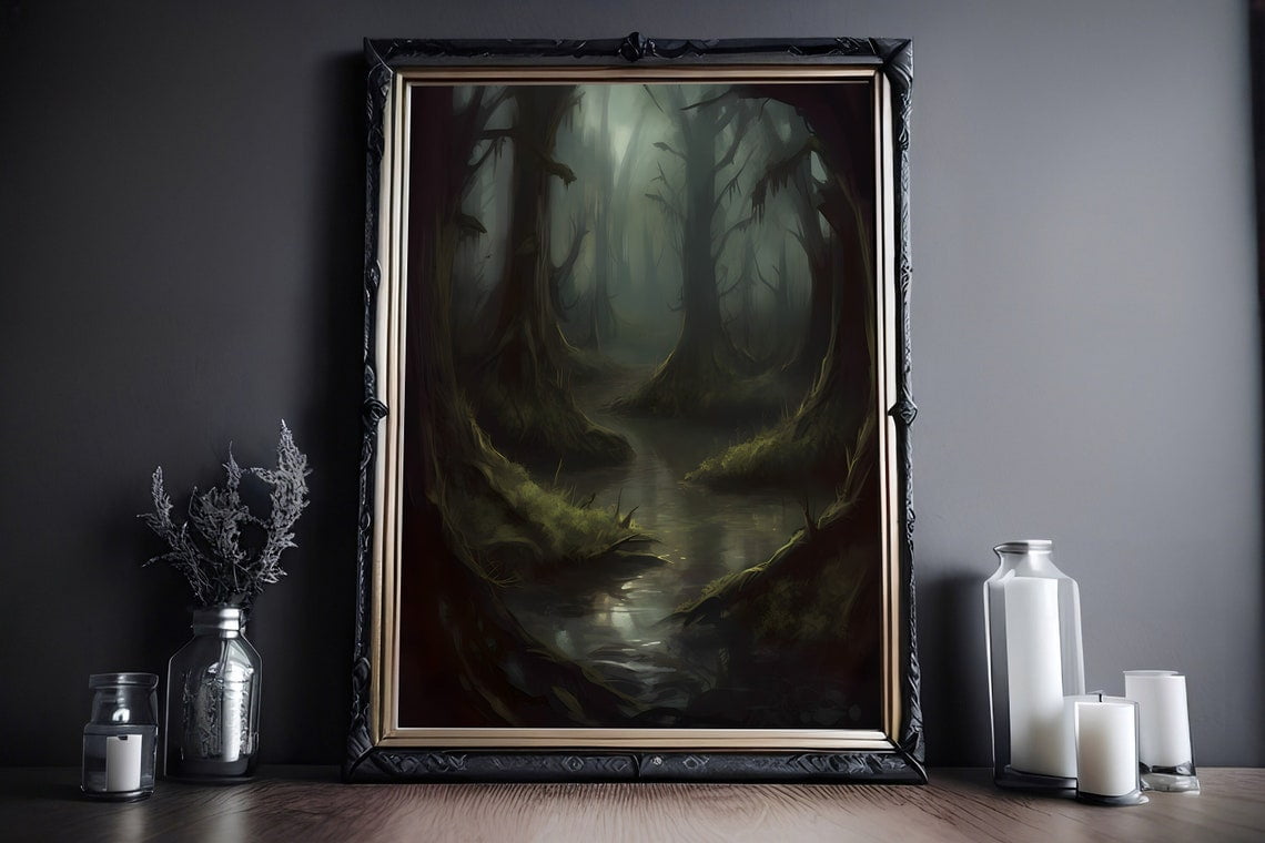 Modroom Creepy Swamp Poster, Southern Gothic Wall Art, Dark Moody ...