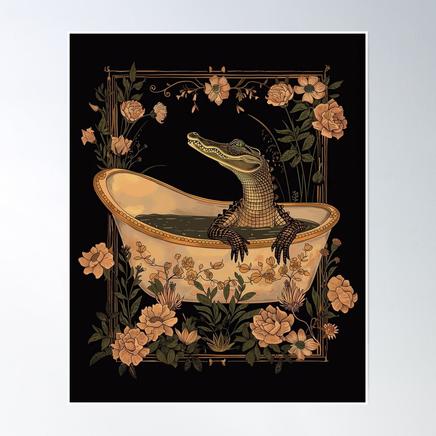 Modroom Crocodile Bath Poster Wall Art, Modern Wall Decor, 8x12 ...