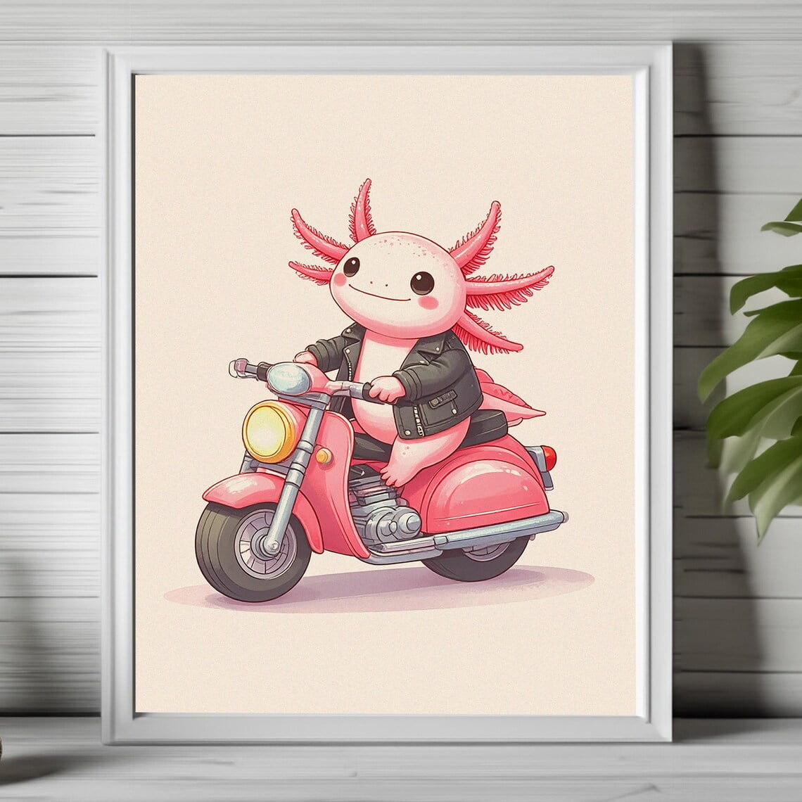 Modroom Cute Axolotl Print, Biker Axolotl Print, Whimsical Axolotl ...