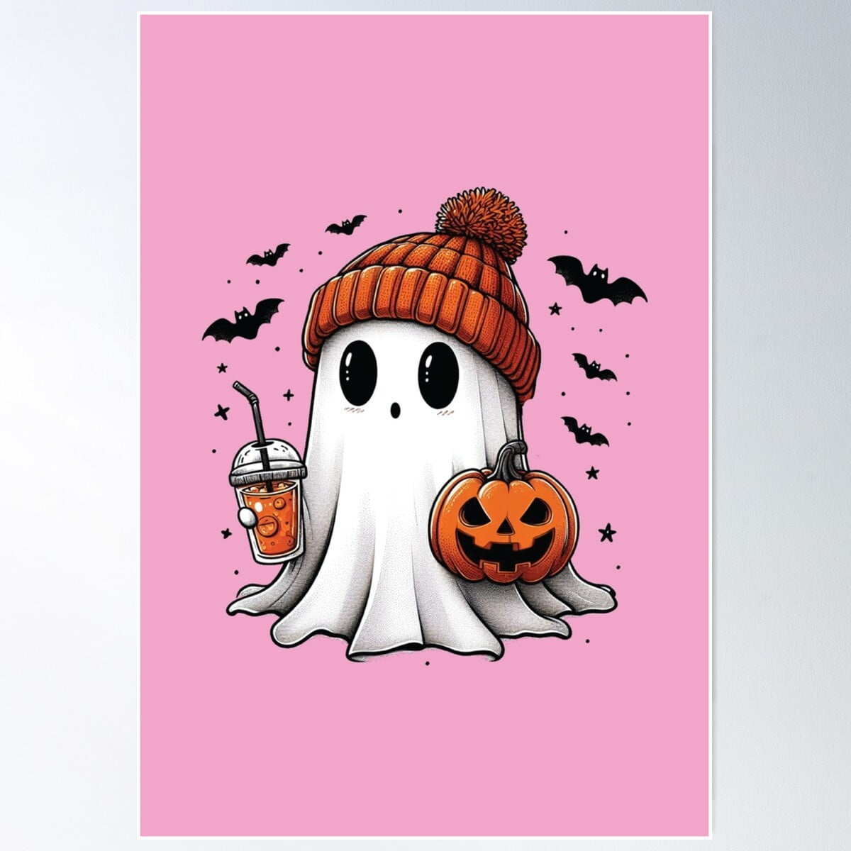 Modroom Cute Bougie Fall Ghost Poster, Modern Decor, 16x24 UNFRAMED ...