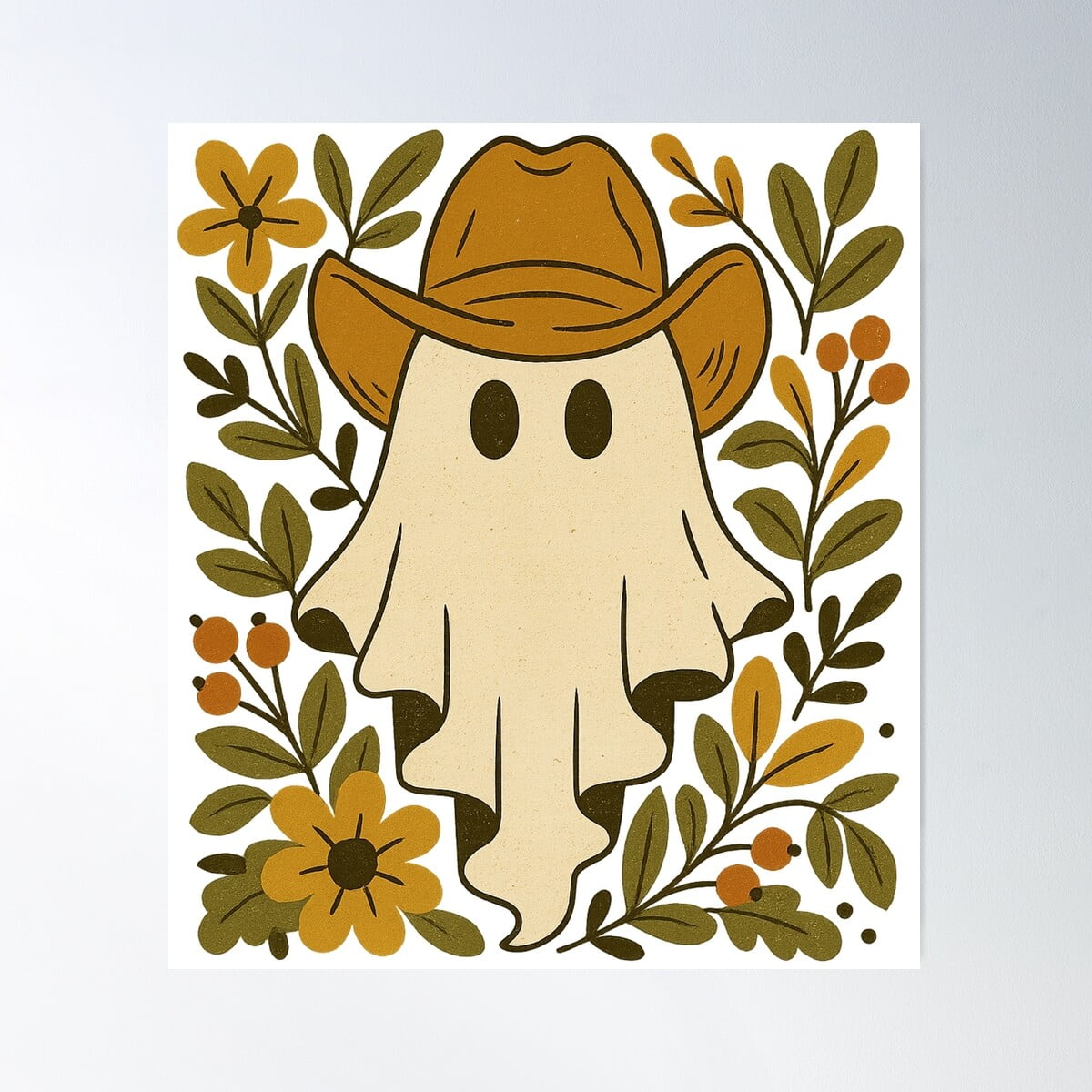 Modroom Cute Cowboy Ghost With Rustic Floral Costume Party Poster ...