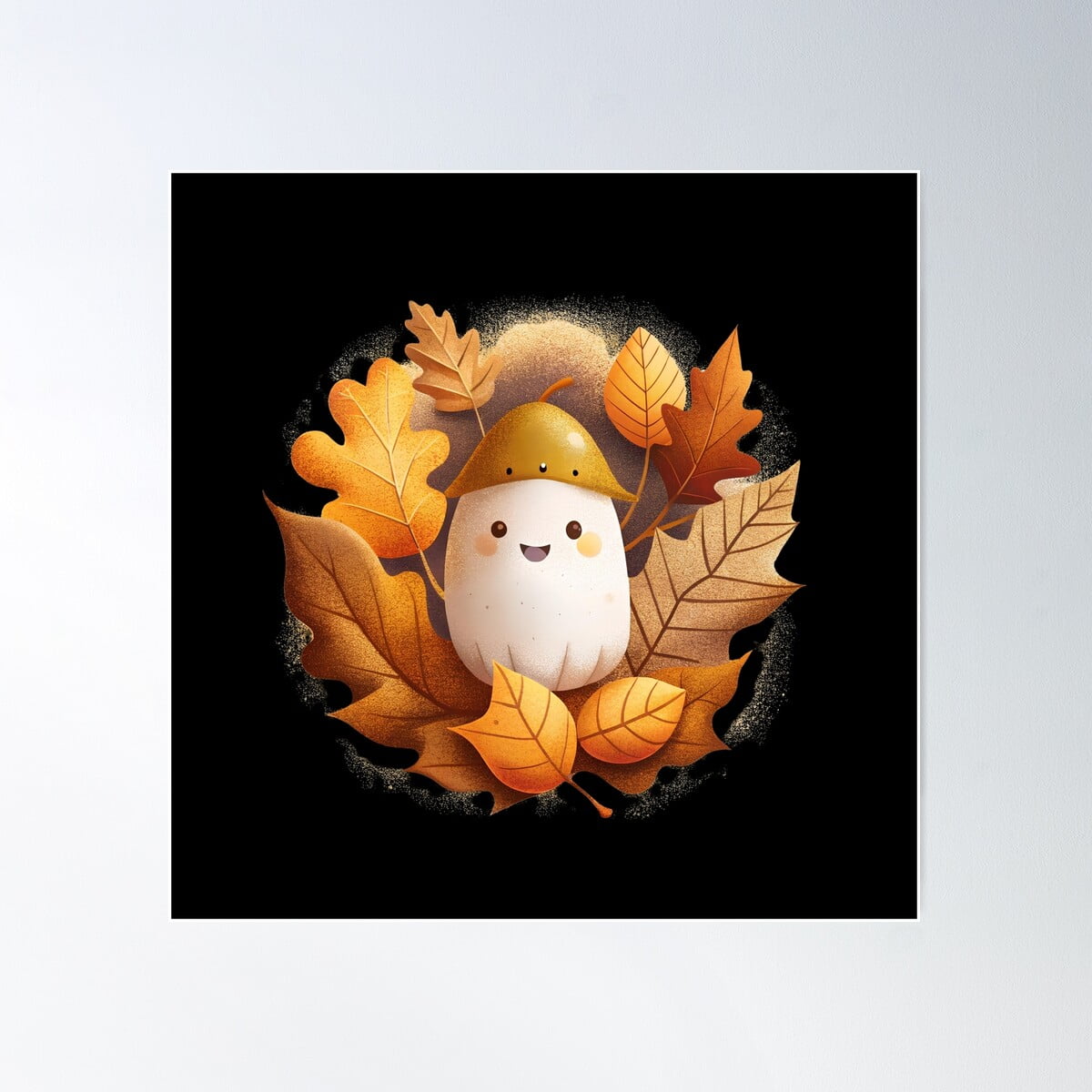 Modroom Cute Ghost Peeking From Leaves Poster, Modern Decor, 16x16 ...