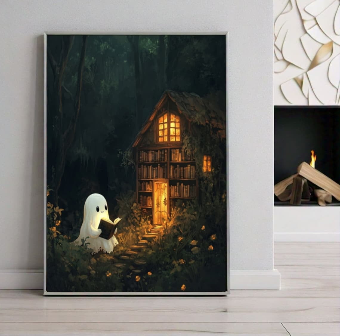 Modroom Cute Ghost Reading Book Ghost Spooky Season Gothic Decor ...