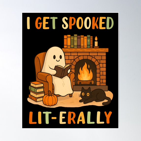 Modroom Cute Ghost Reading Book Lovers Spooky Cozy Vibes Costume Party ...