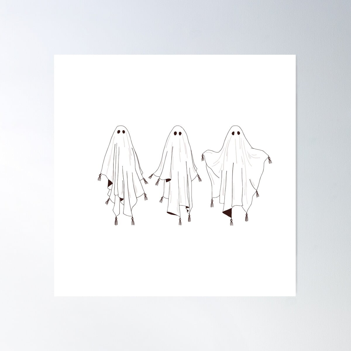 Modroom Cute Ghost Trio Sticker Poster, Modern Decor, 30x30 UNFRAMED ...