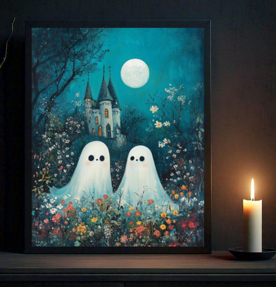 Modroom Cute Ghosts Art Gothic Decor Adorable Ghosts In Field Spooky ...