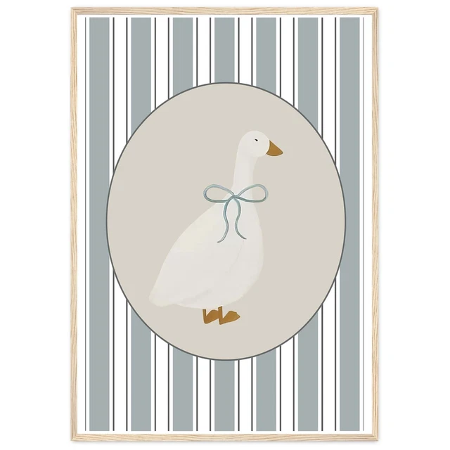 Modroom Cute Goose Poster Light Blue Stripes Nursery Decor Vintage ...