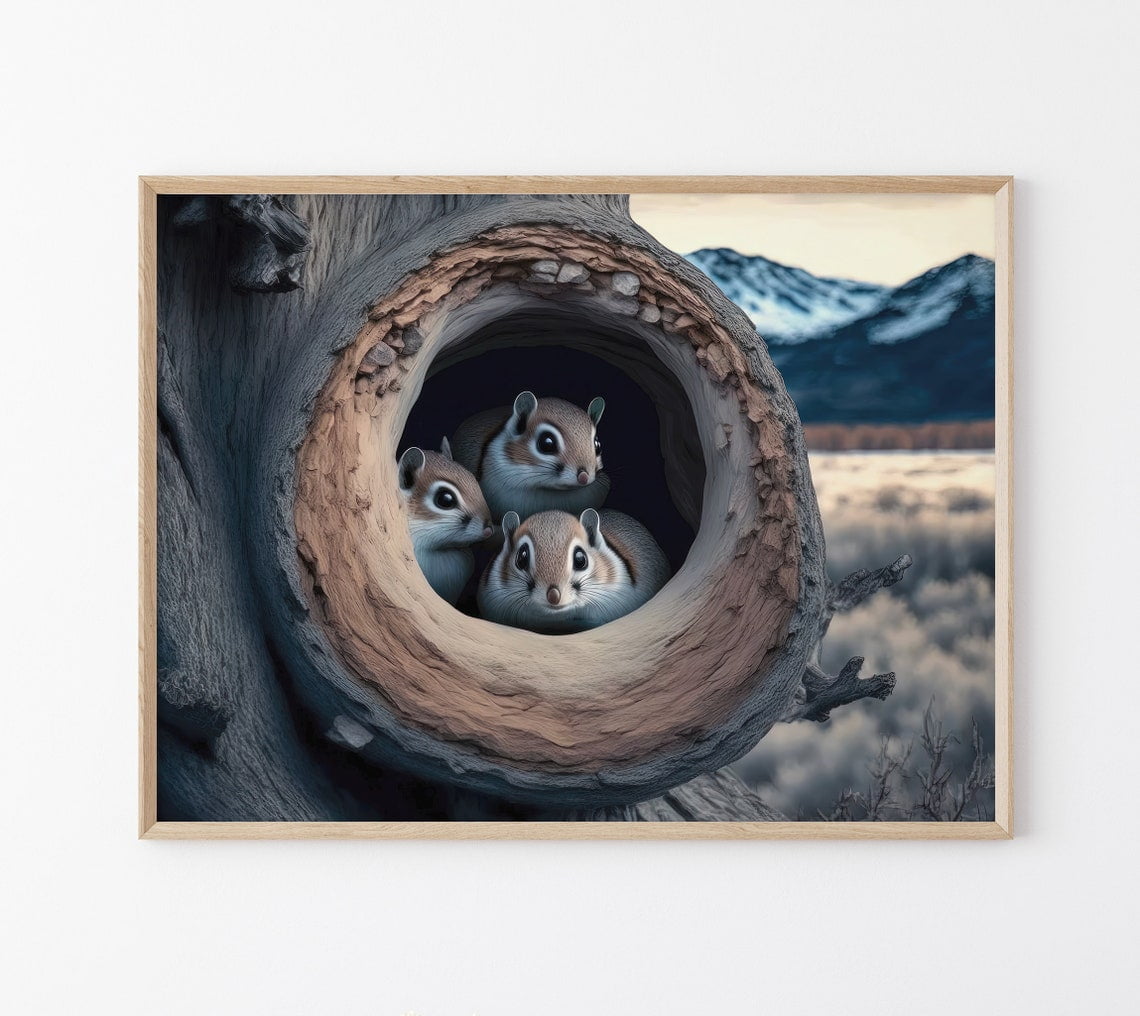 Modroom Cute Japanese Dwarf Flying Squirrels Hiding In Tree, Momonga ...
