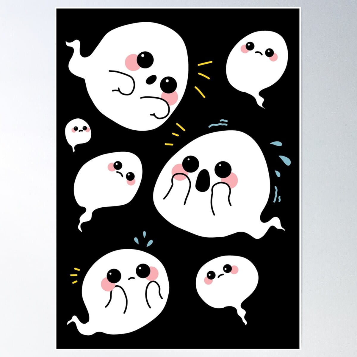 Modroom Cute Kawaii Ghost - The Boo Crew #3 Poster, Modern Decor, 24x36 ...