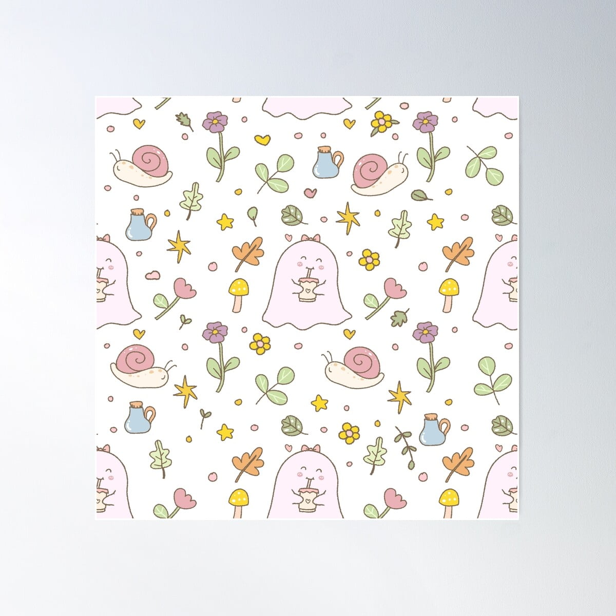 Modroom Cute Pink Ghost Poster, Modern Decor, 16x16 UNFRAMED - Walmart.com