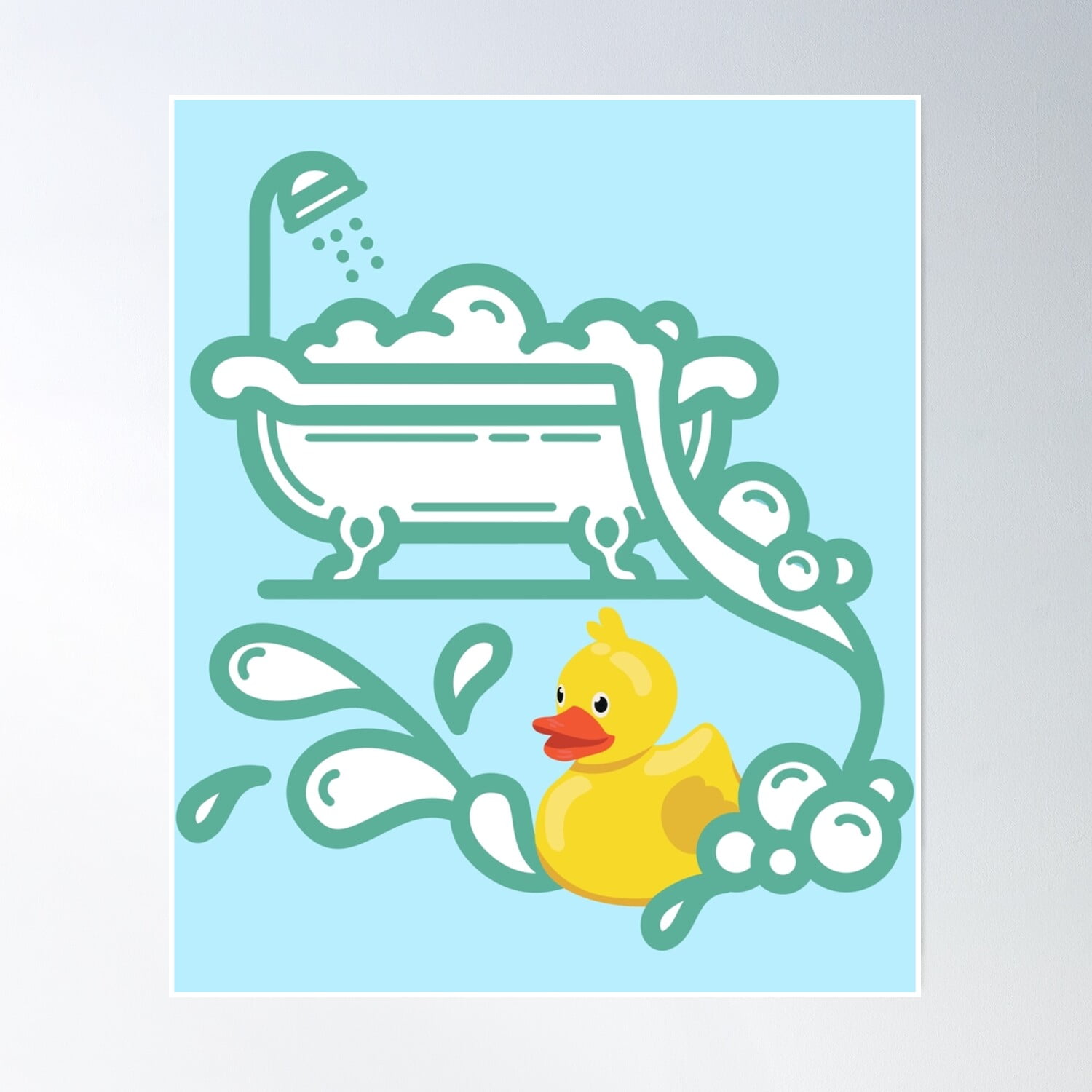 Modroom Cute Rubber Duck Splish Splash Bath Time Poster Wall Art, Modern Wall Decor, 24x36 ...