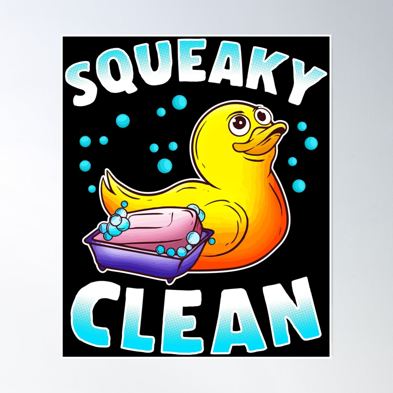 Modroom Cute Squeaky Clean Rubber Duck Bath Time Duckling Poster Wall ...