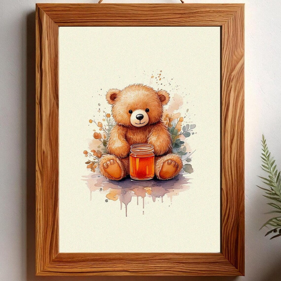 Modroom Cute Teddy Bear Art, Honey Bear Print, Rustic Nursery Wall Art ...