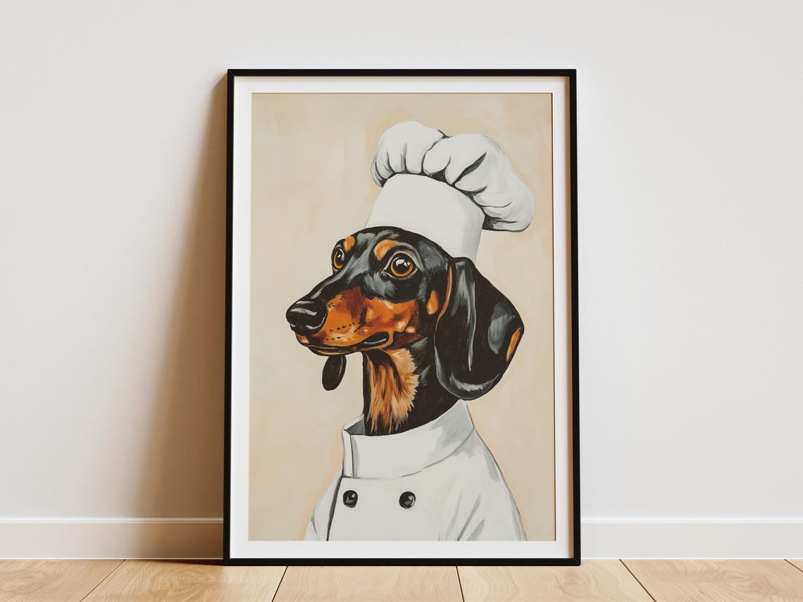 Modroom Dachshund Chef Weiner Dog Kitchen Poster Sausage Dog Chef ...