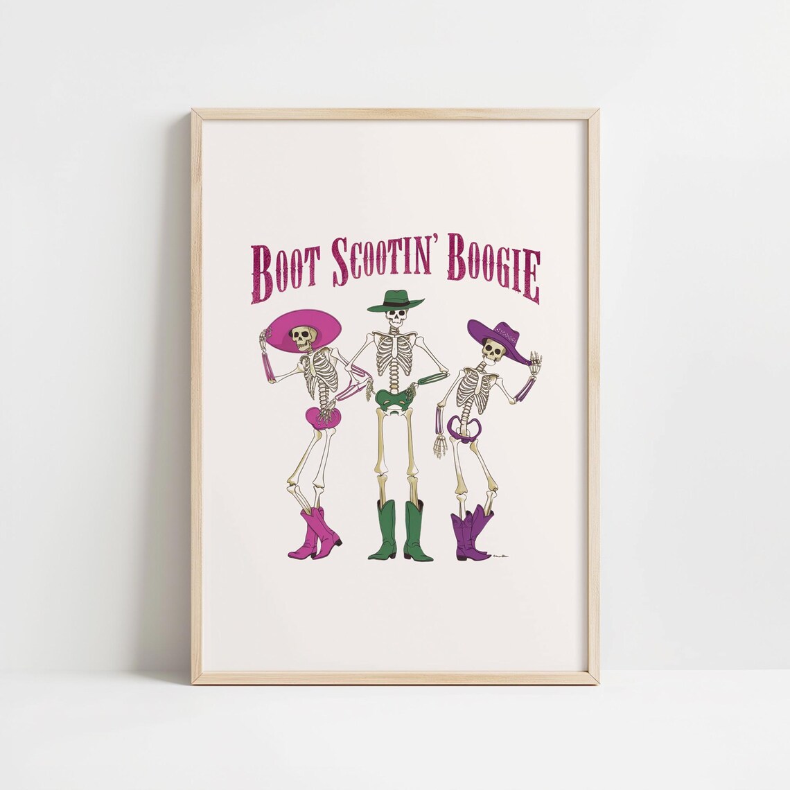 Modroom Dancing Skeletons Boot Scootin Boogie Western Wall Art Print ...