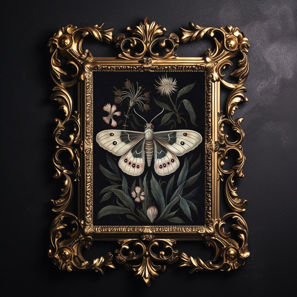 Modroom Dandelion in Dark Field Poster, Gothic Dark Academia Vintage ...