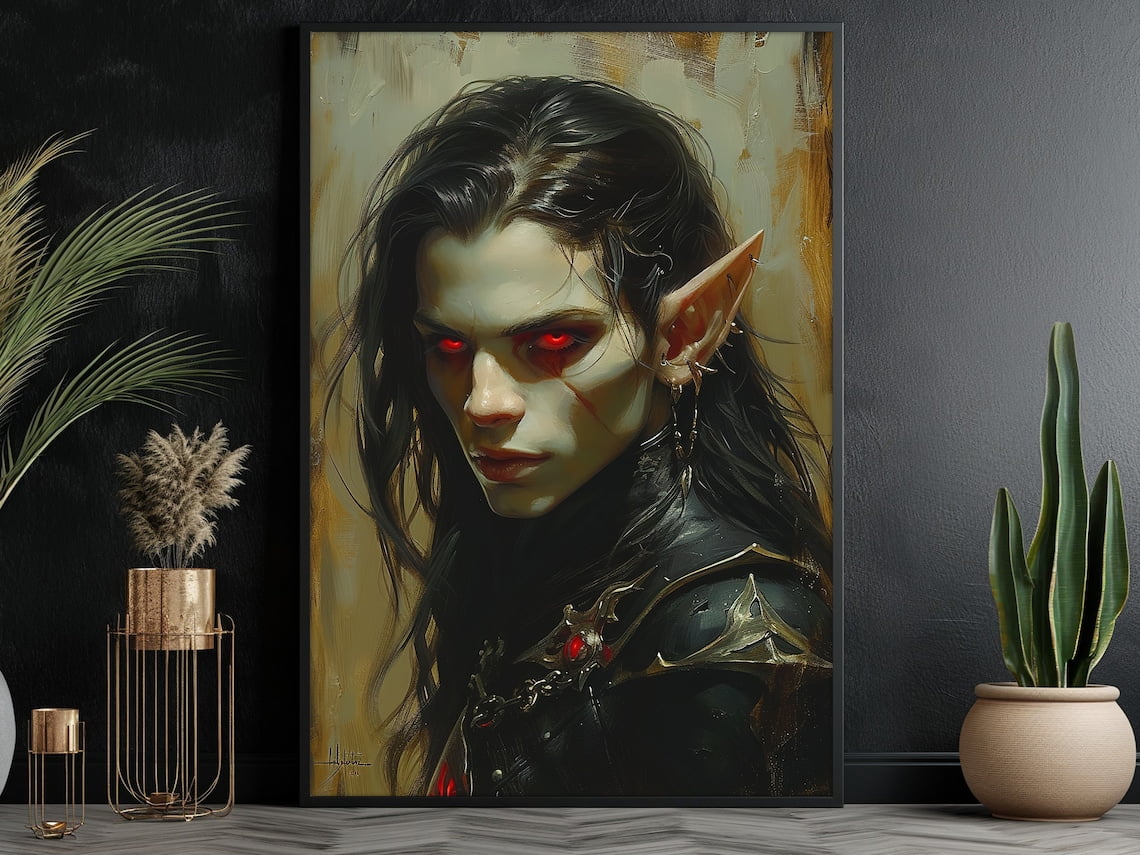 Modroom Dark Elf Poster, Surreal Fantasy Wall Art, Mythical Gothic ...