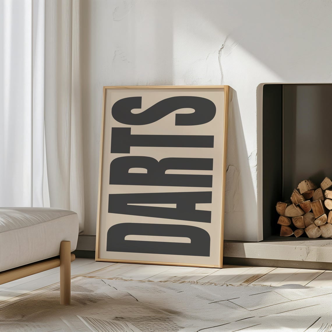 Modroom Darts Typography Poster Soft Black Beige Darts, Modern Wall Art ...