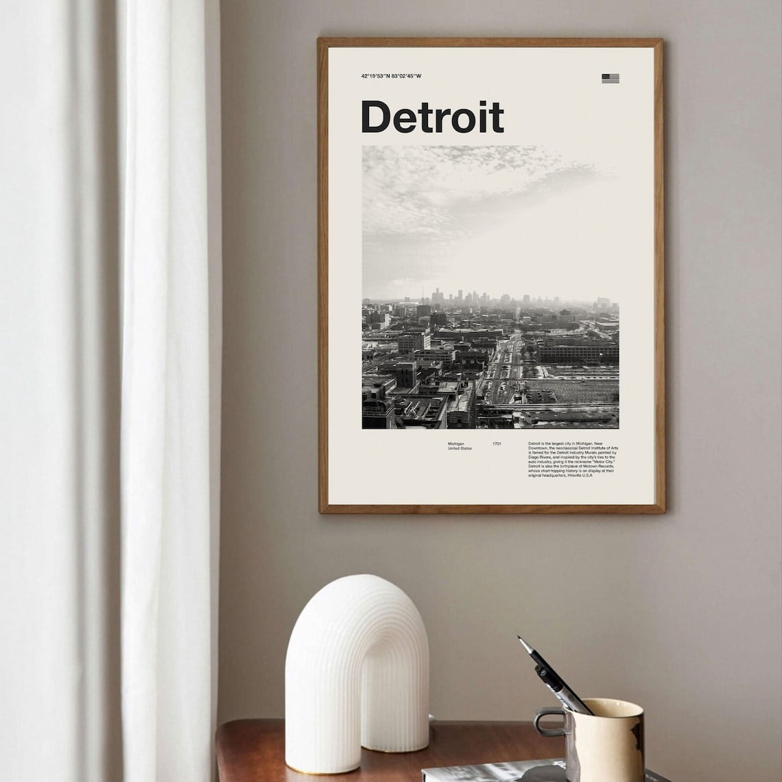Modroom Detroit Art Print | Detroit Poster | Detroit Wall Art | Mid ...
