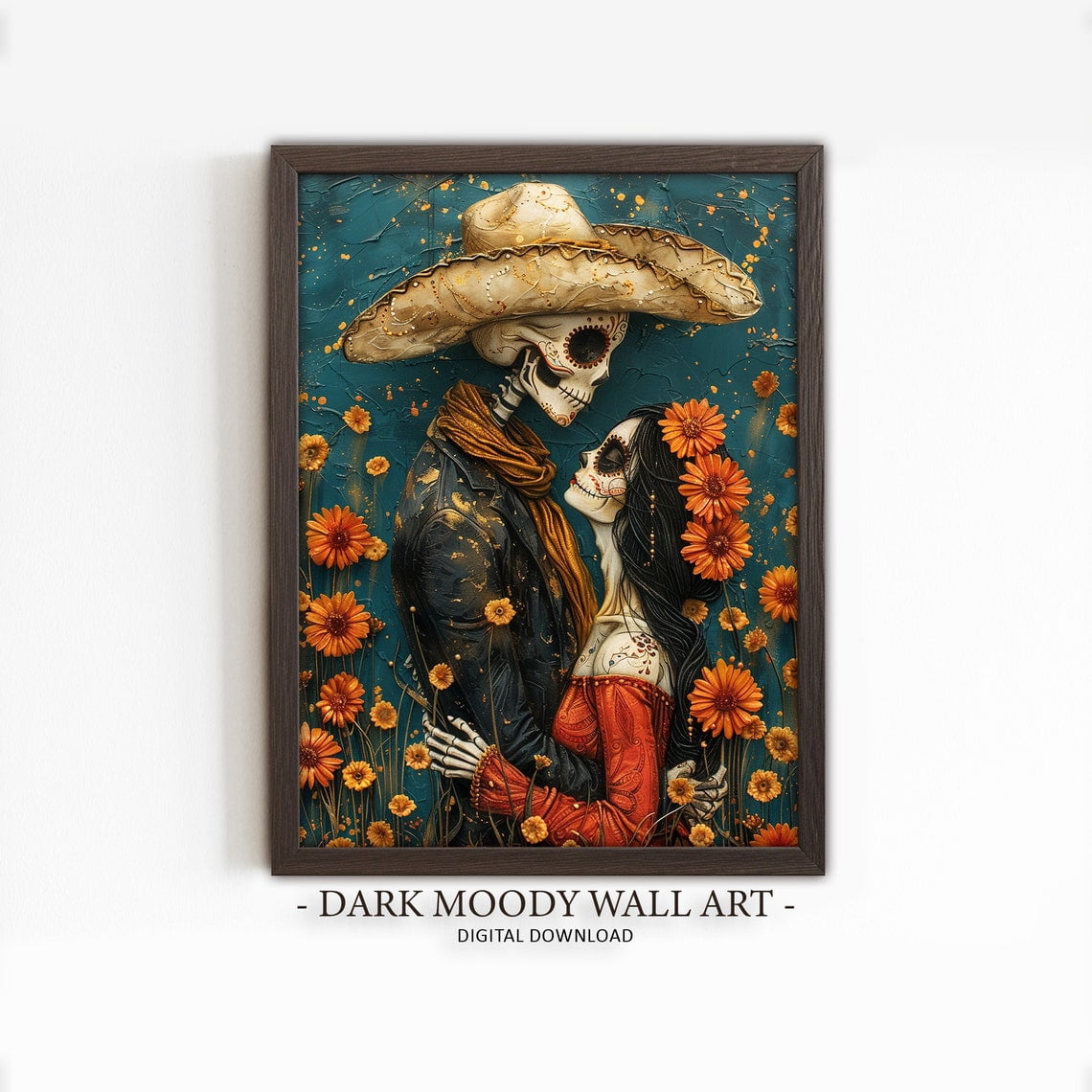 Modroom Dia De Los Muertos Couple, Catrina Calavera Print, Mexican ...