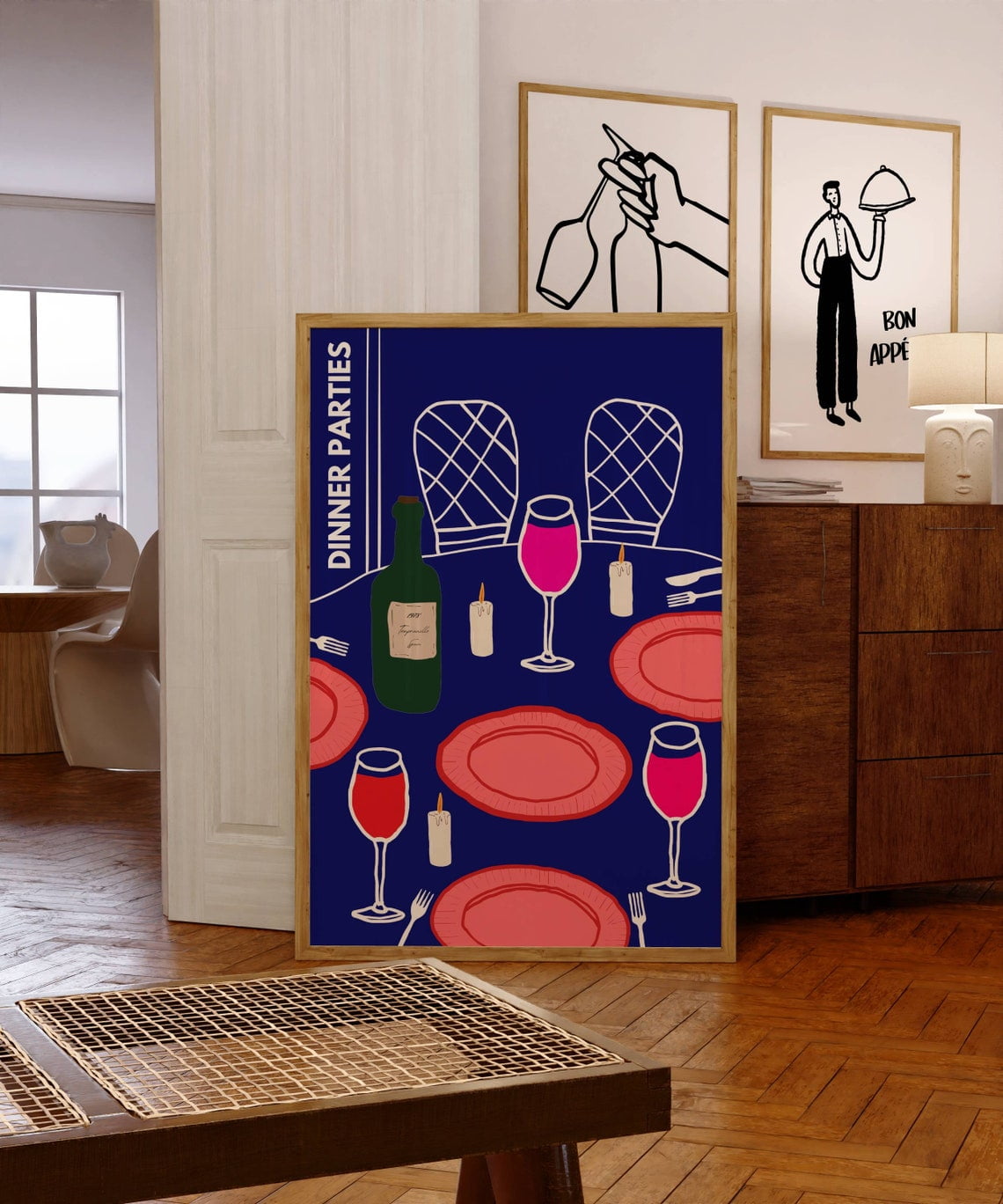Modroom Dinner Party Poster, Happy Hour Wall Art Print, Bar Cart Art ...