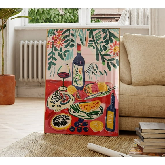 Modroom Dinner Table Food Abstract, Retro Food Illustration Poster For ...