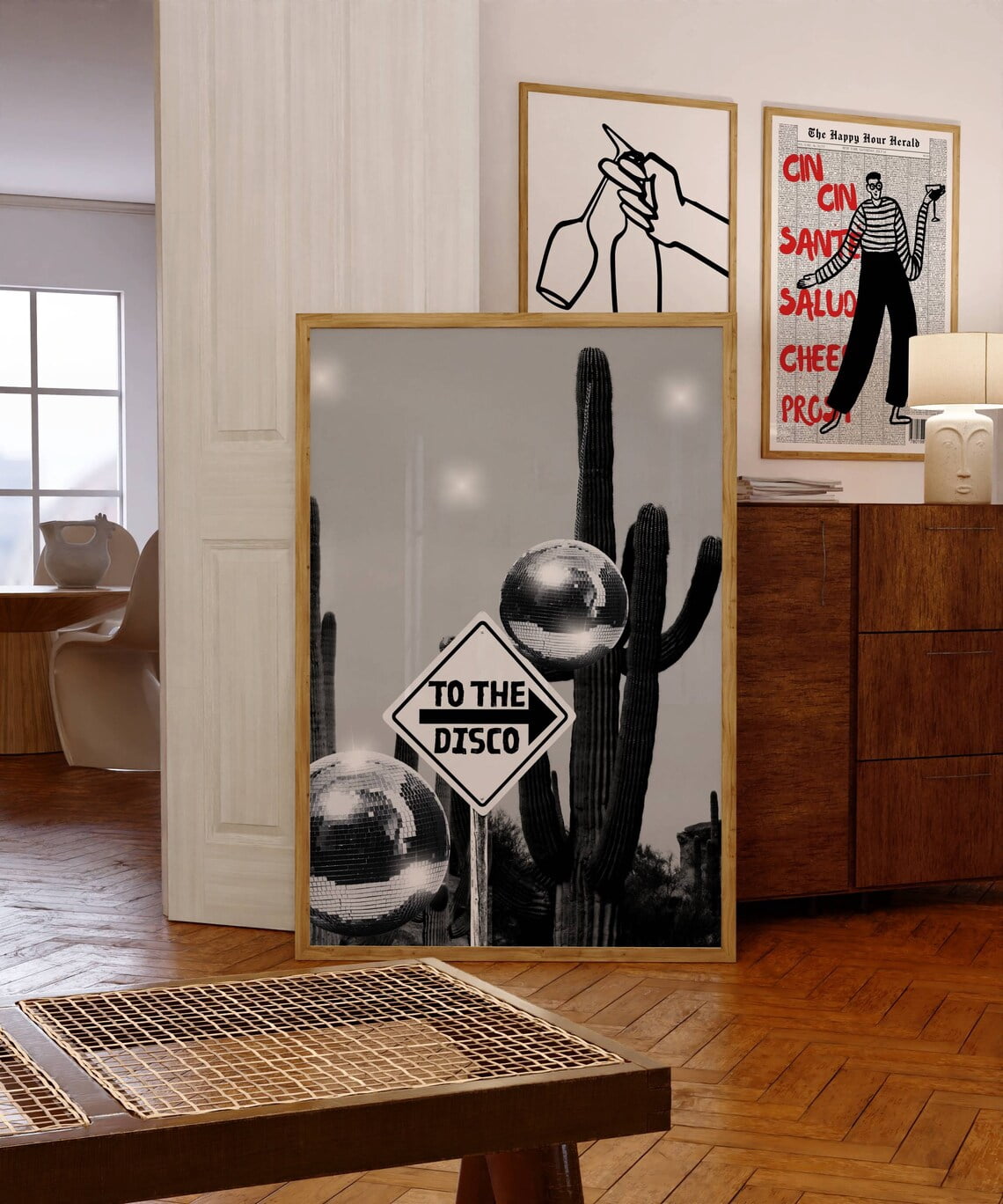 Modroom To The Disco Print, Trendy Wall Art, Bar Cart Art, Collage Art ...