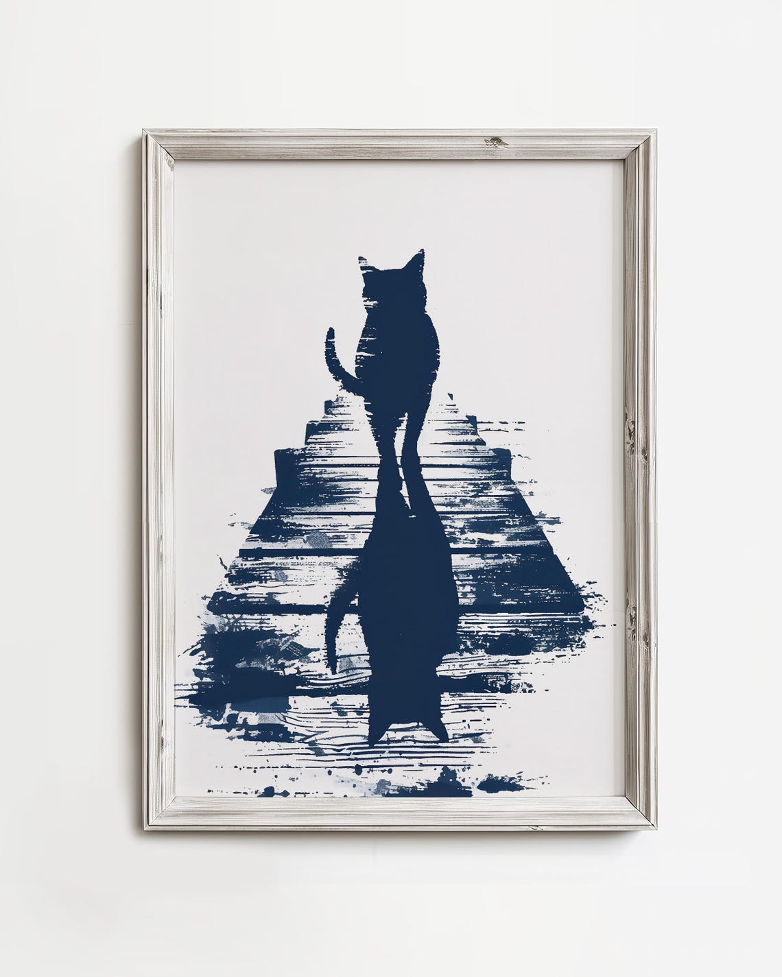 Modroom Dock Walking Cat, Beach Lake Cat Art, Whimsical Fun Coastal ...