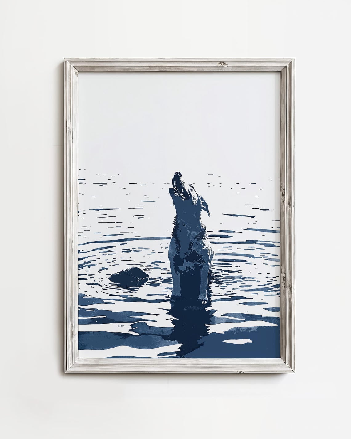 Modroom Dog Paradise Pose, Happy Water Dog Art Poster, Dog Soaking Up ...