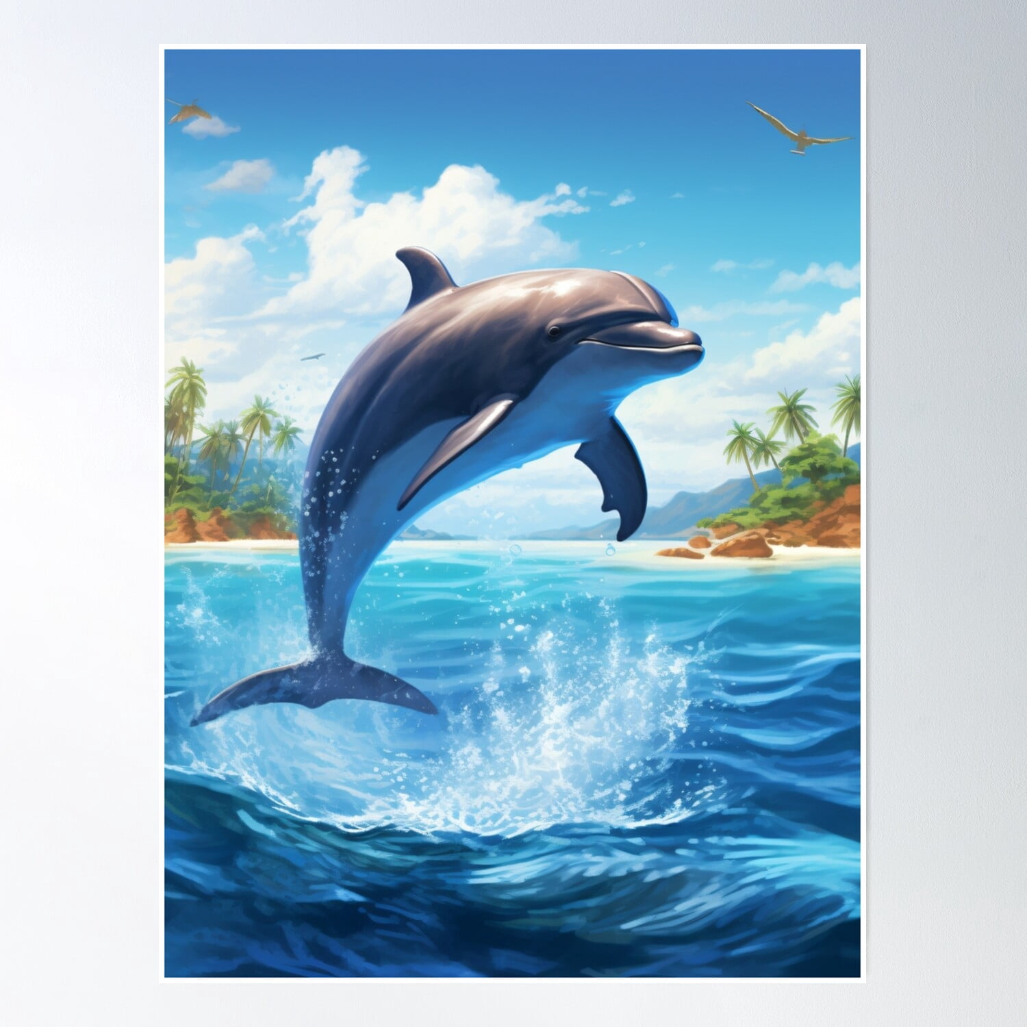 Modroom Dolphin Poster, Dolphin Wall Art, Ocean Animals, Sea Life Decor ...