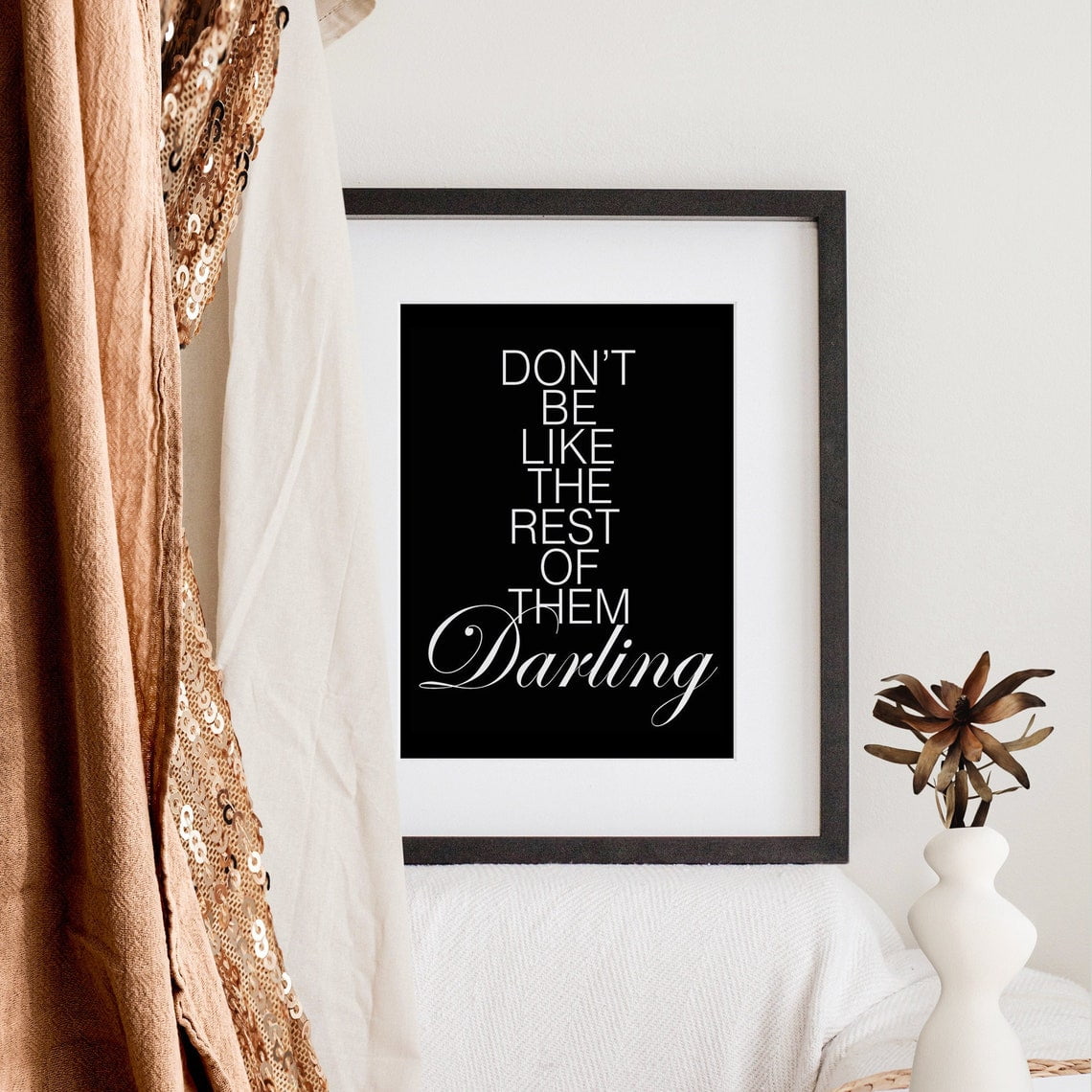 Modroom Don't Be Like The Rest Quote Print Black and White Typography ...