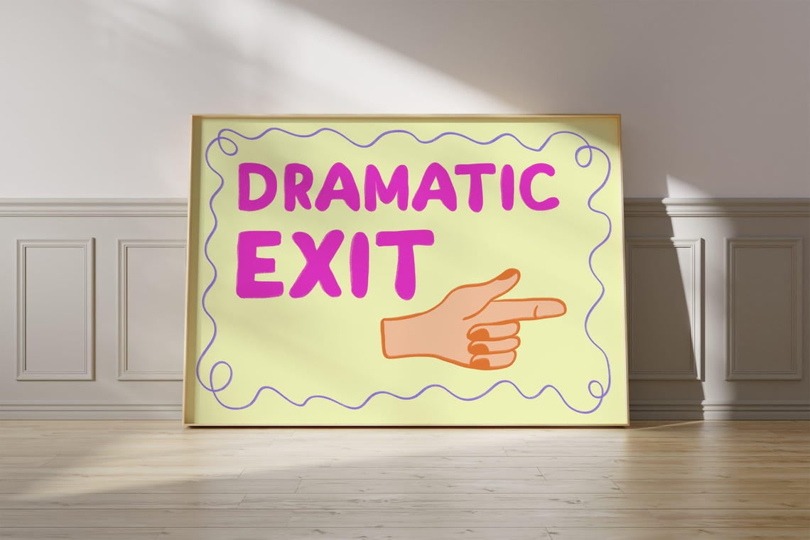 Modroom Dramatic Exit Poster, Entryway Print, Hallway Art Typography ...