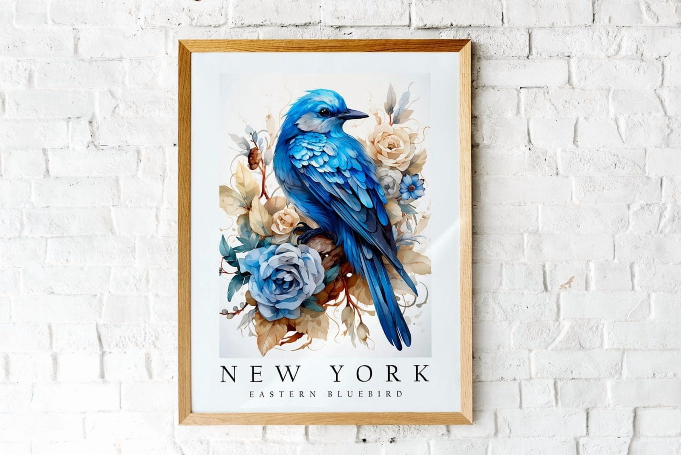 Modroom Eastern Bluebird Poster Print State Bird of New York Wall Decor ...