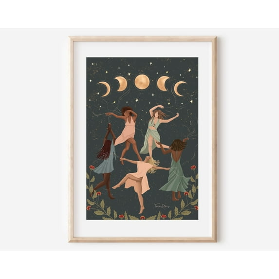 Modroom Ecstatic Dance Women Circle Moon Phases Spiritual Wall Art ...