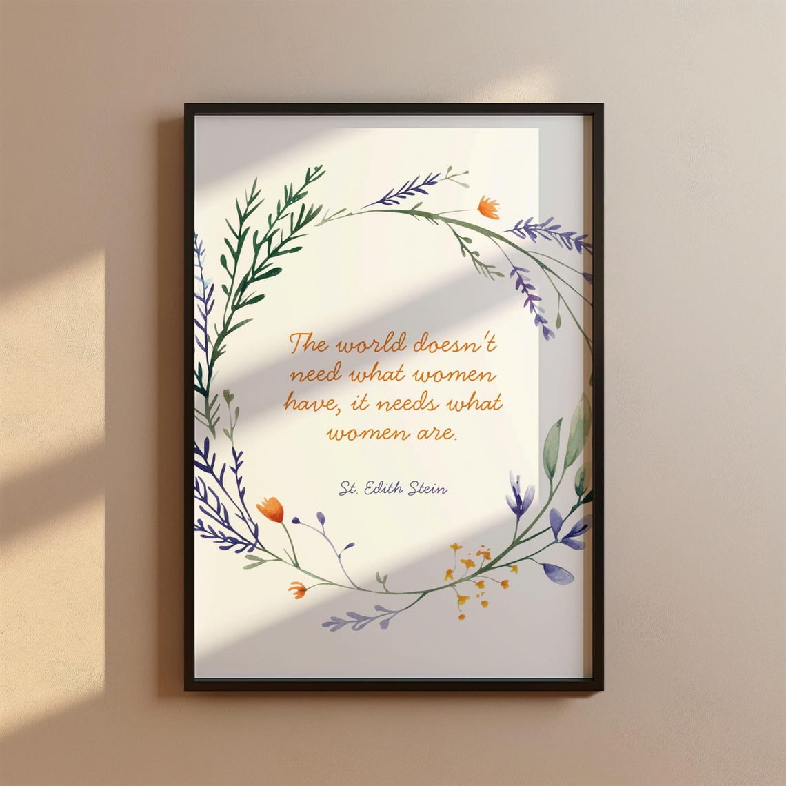 Modroom Edith Stein Quote Wall Art, Christian Print, Feminine Floral St ...