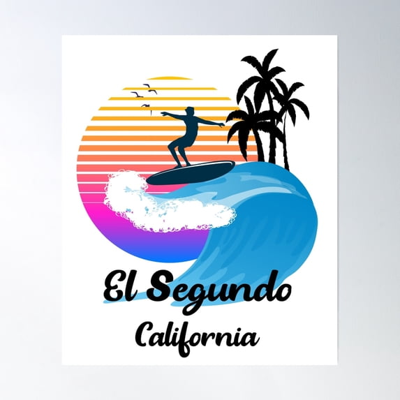Modroom El Segundo California Seaside Retro Sunset Poster Wall Art ...