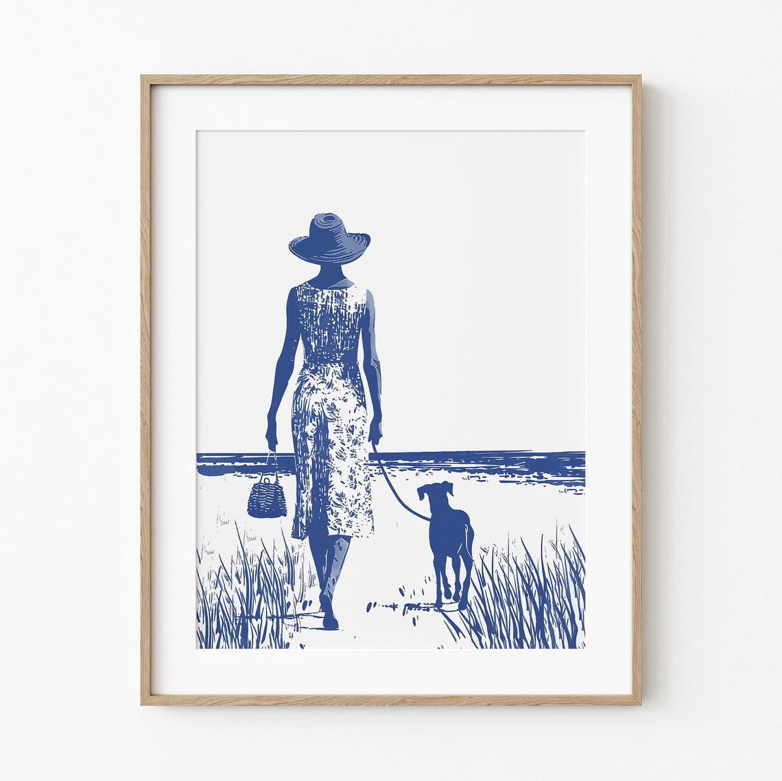 Modroom Elegant Beach Walk, Vintage Coastal Dog Poster, Classy Dog Mom ...