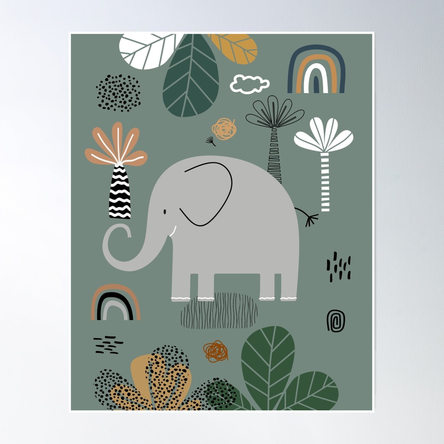 Modroom Elephant Print, Nursery Wall Art, Safari Nursery Prints, Sage ...