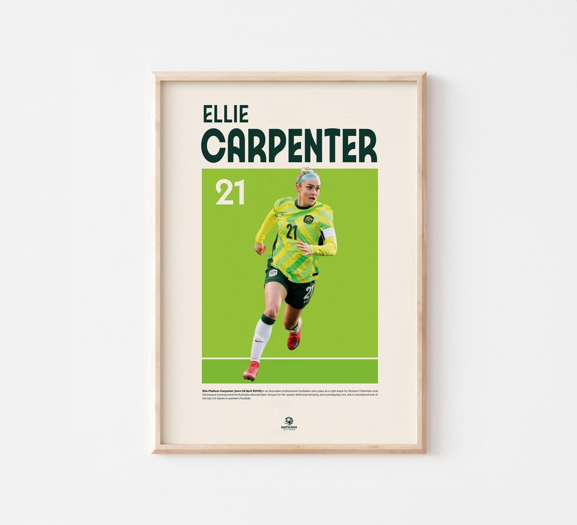 Modroom Ellie Carpenter Poster Matildas Soccer Wall Art For Girls ...
