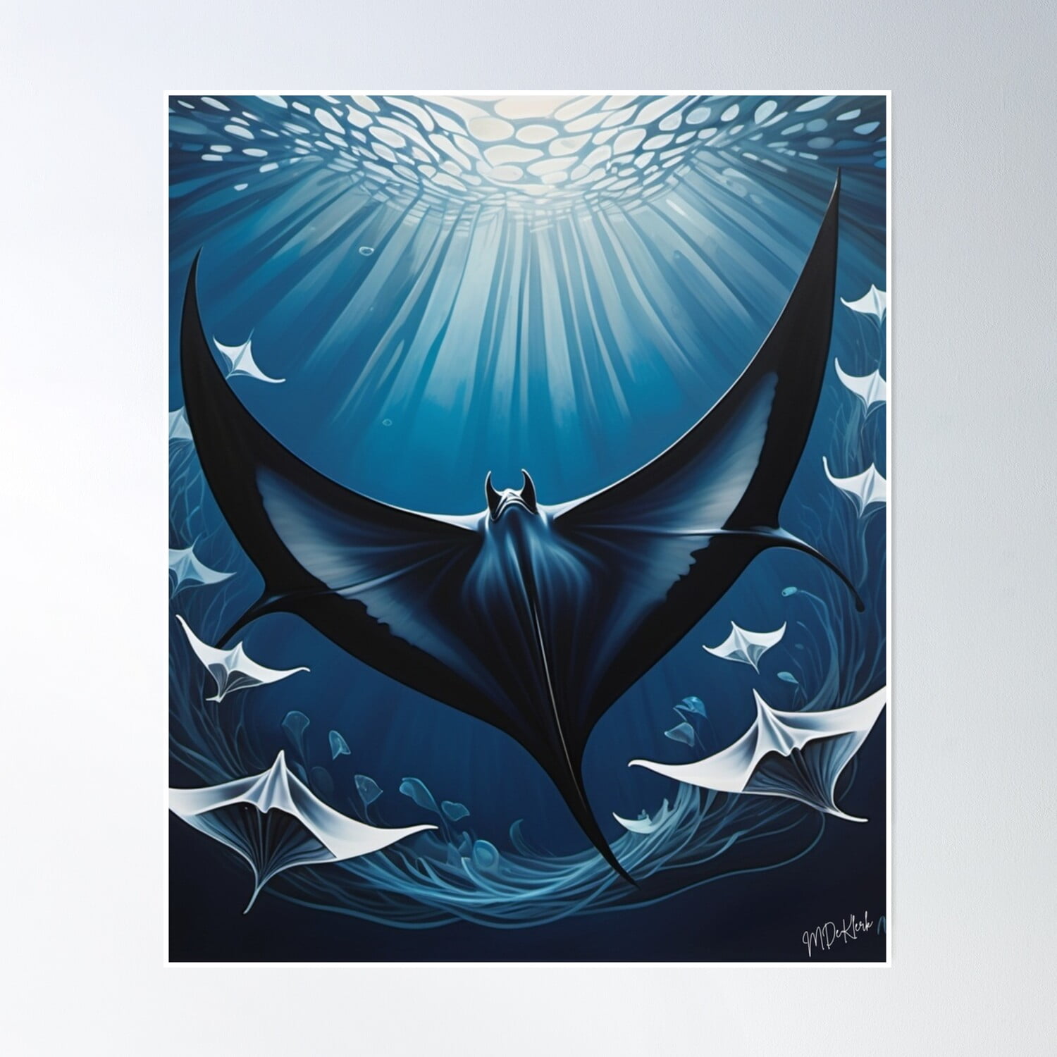 Modroom Enchanted Fantasy Manta Ray Art Poster Wall Art, Modern Wall Decor, 8x12 UNFRAMED ...