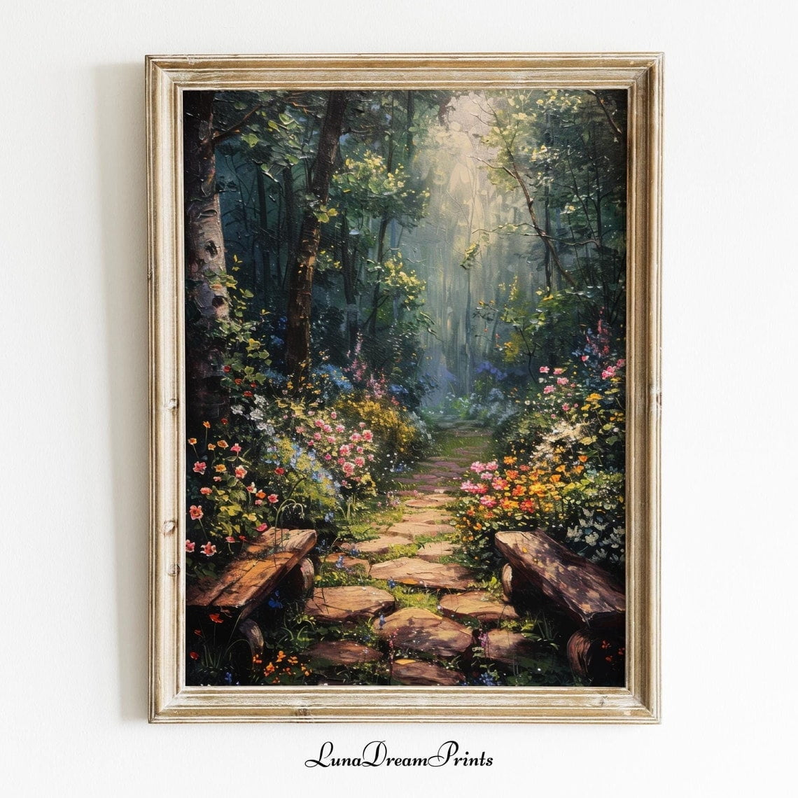 Modroom Enchanted Forest Spring Print, Whimsical Woodland Botanical ...