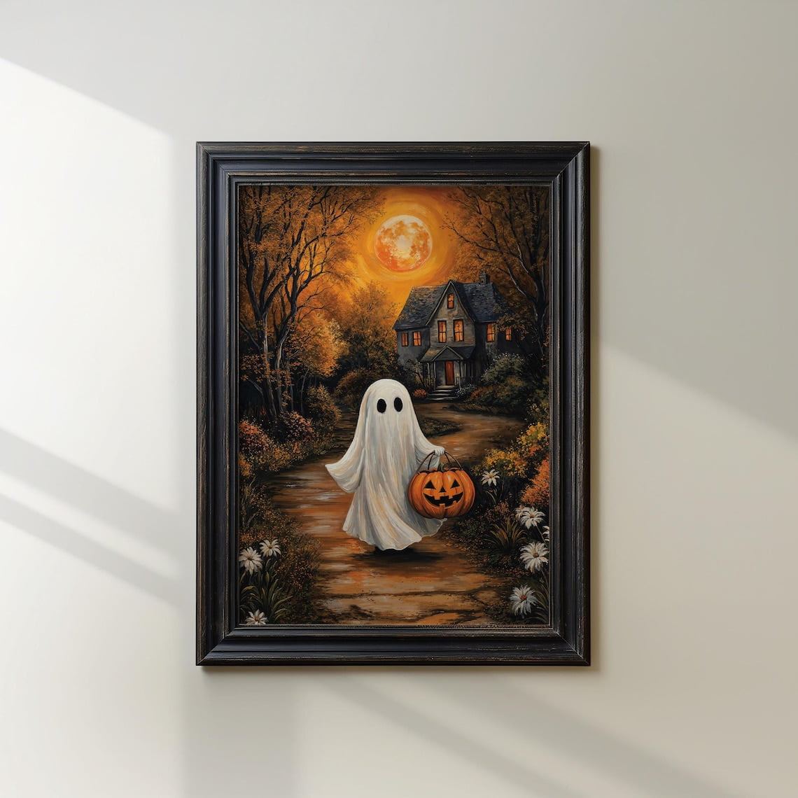 Modroom Enchanted Ghost Poster, Spooky Autumn Wall Art, Pumpkin Winter ...