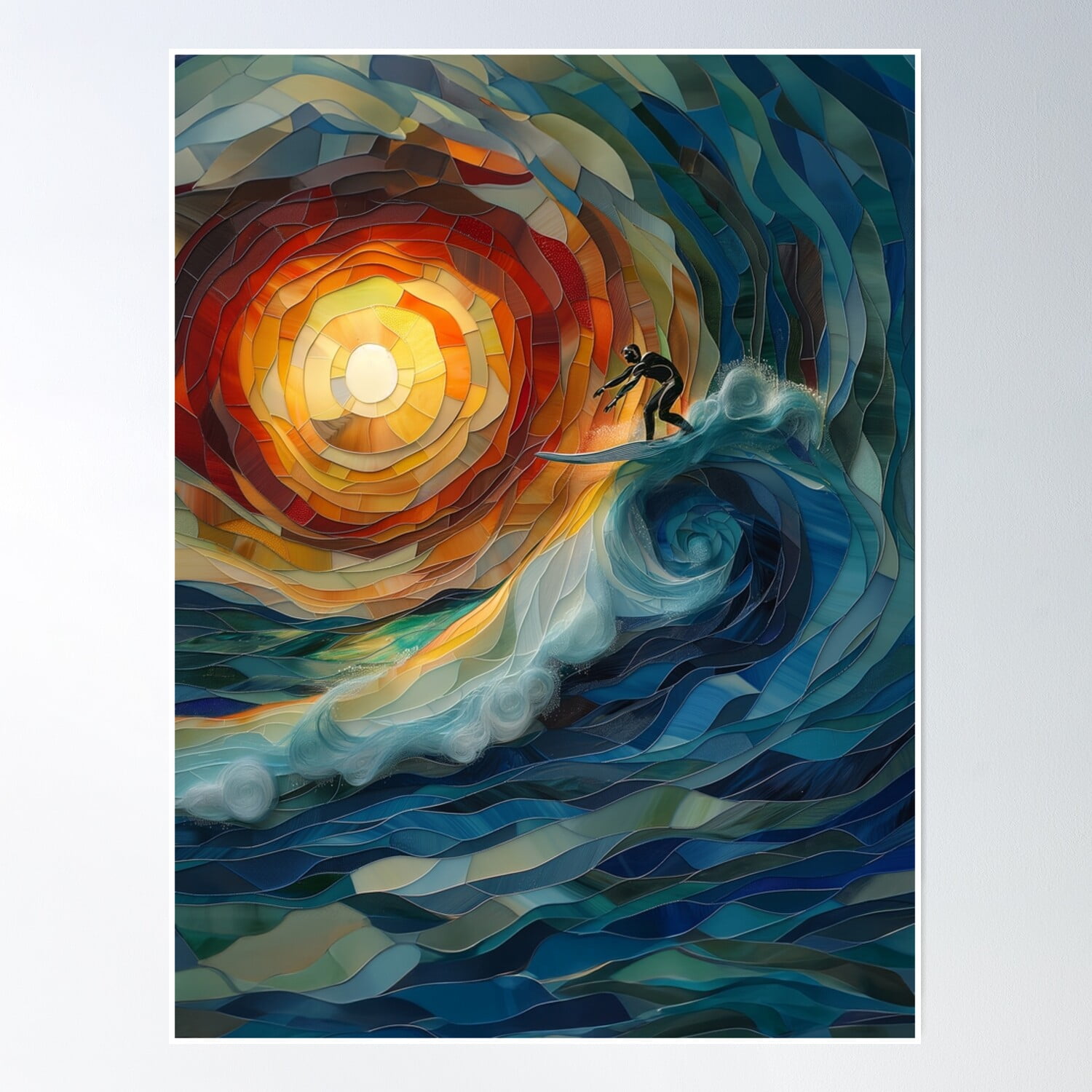 Modroom Eternal Wave: The Surfer'S Sunset Journey Poster Wall Art ...
