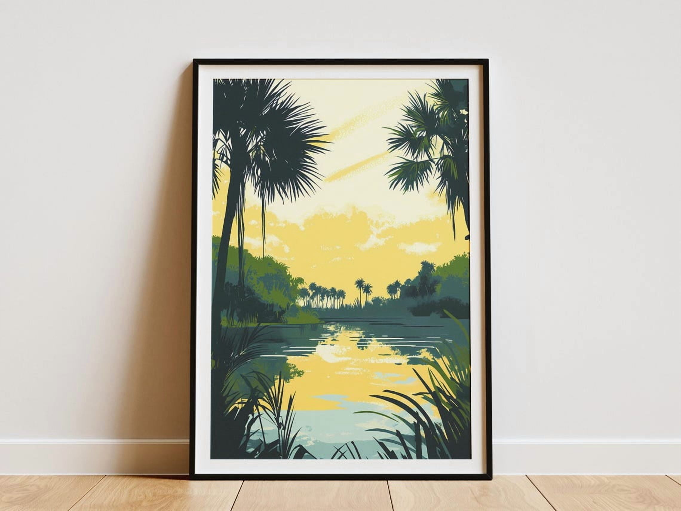Modroom Everglades Florida Nature Print Vintage Travel Poster Palm ...