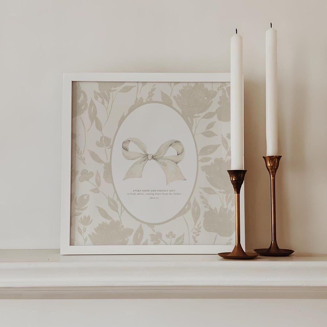 Modroom Every Good And Perfect Gift Coquette Bow Wall Art Neutral Bible ...