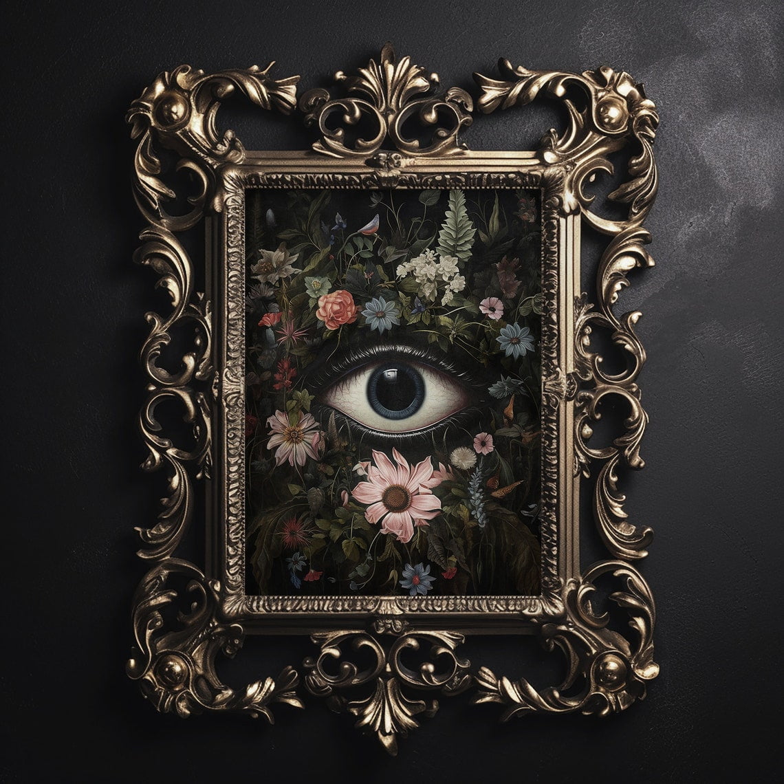 Modroom Eye in Dark Flowers Poster, Gothic Dark Academia Mystical Wall ...