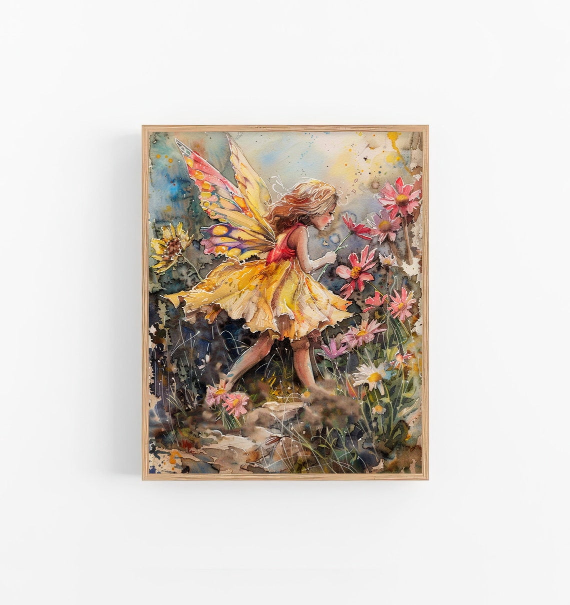 Modroom Fairy Watercolor Art Print Flowers Fairies Painting Fairy Tale ...