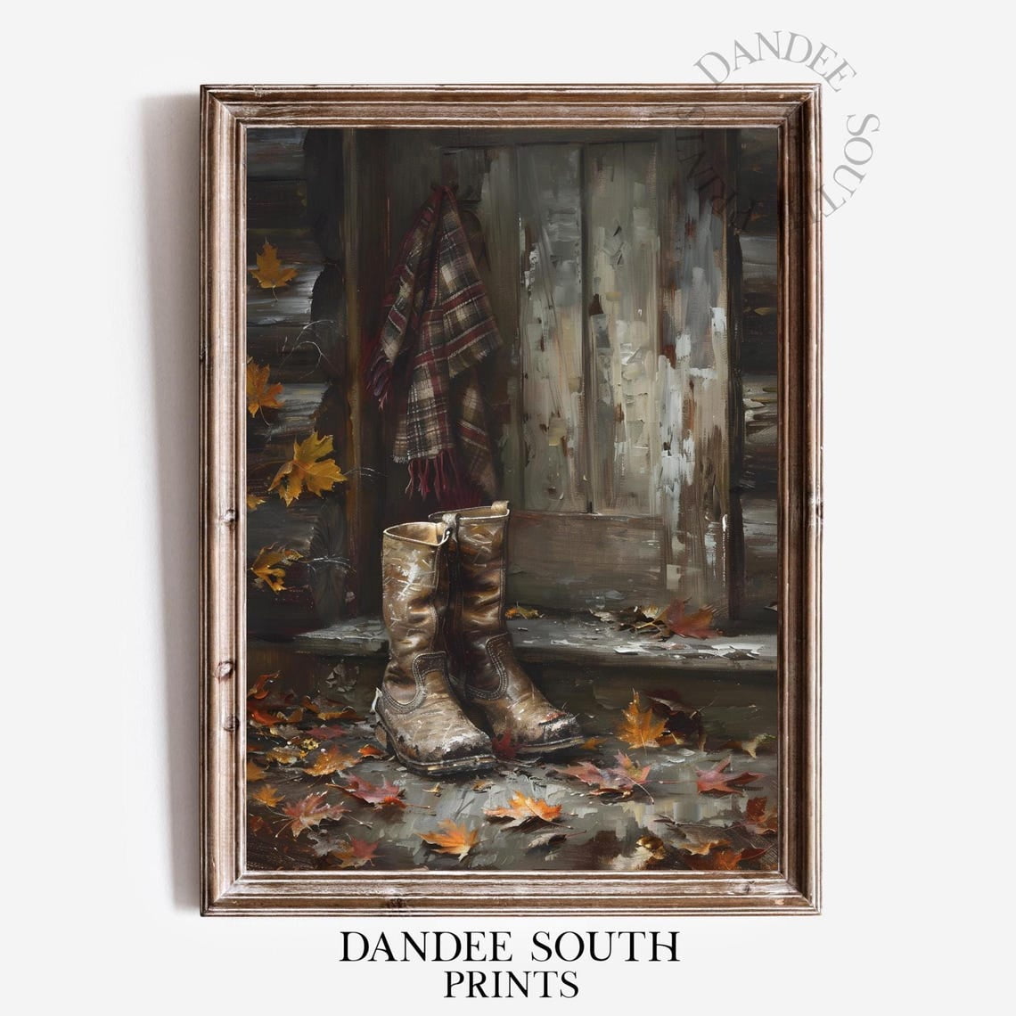 Modroom Fall Boots Poster, Rustic Autumn Porch Wall Art, Vintage ...