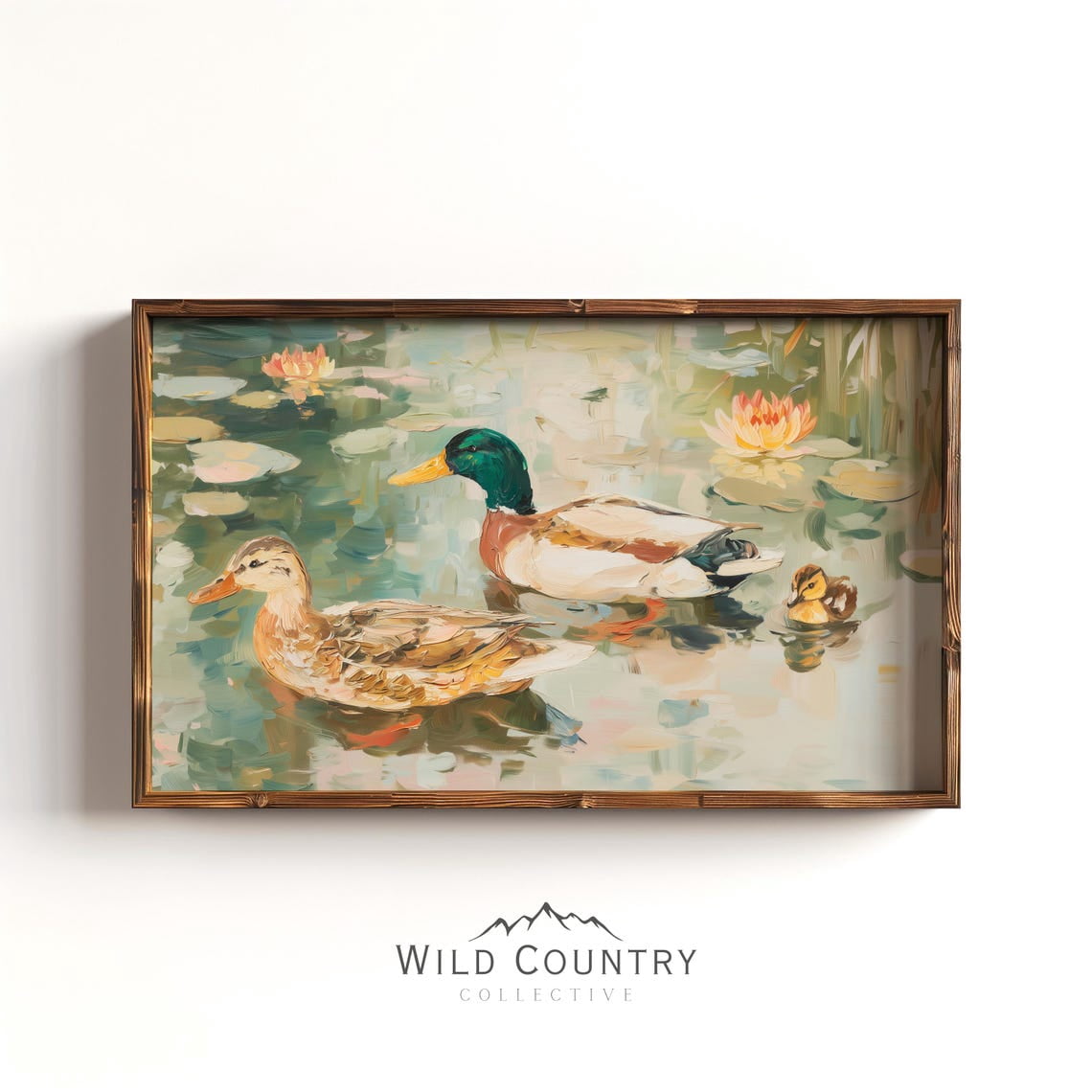 Modroom Family of Three Mallard Duck Poster Vintage Rustic Couple Art ...