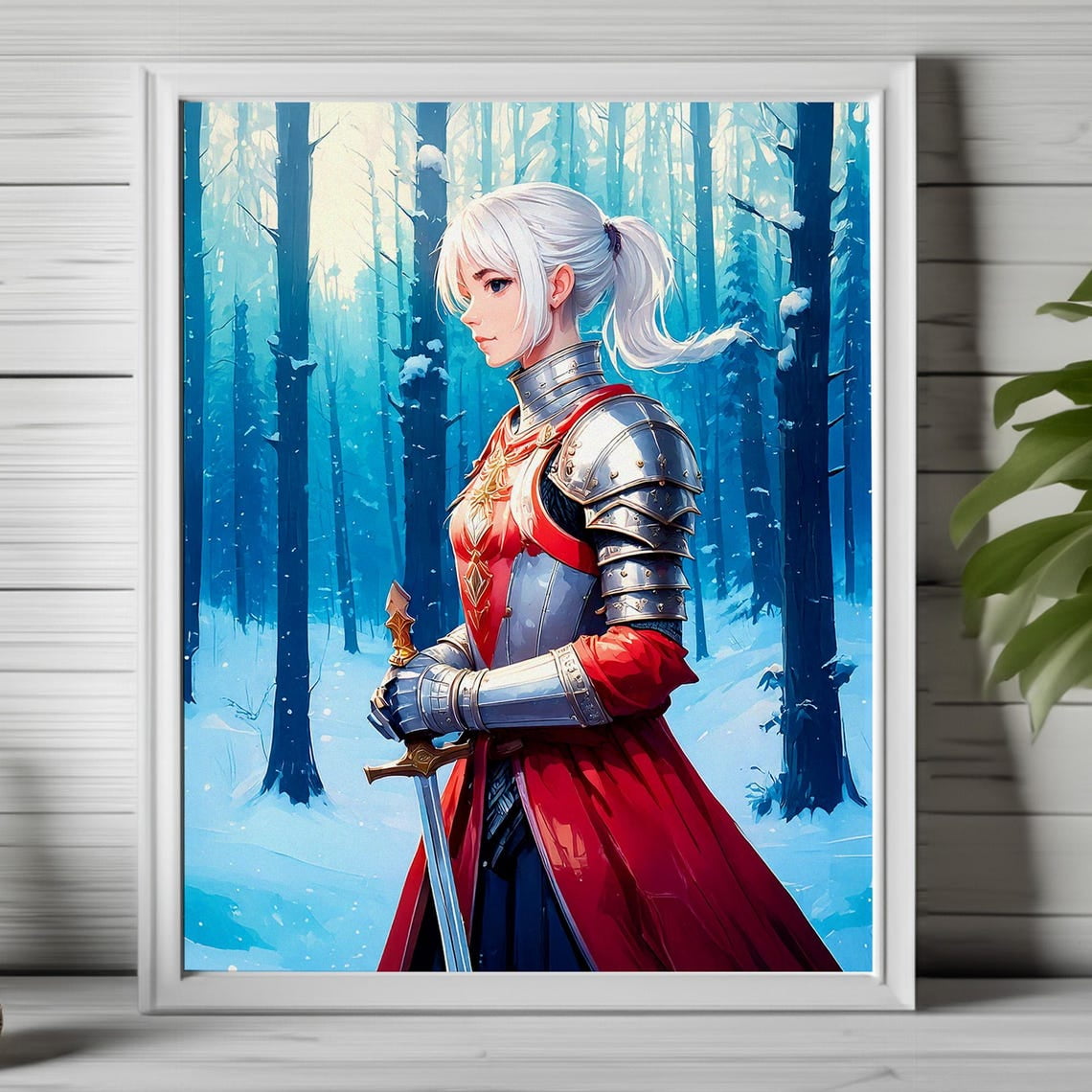 Modroom Female Knight Art, Warrior Woman Print, Fantasy Armor Artwork, Medieval Sword Art ...